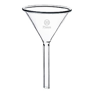 75mm Glass Funnel, Short Stem Borosilicate Glass Funnel for Science Labs and Home Kitchen Use, HUAOU, Pack of 1