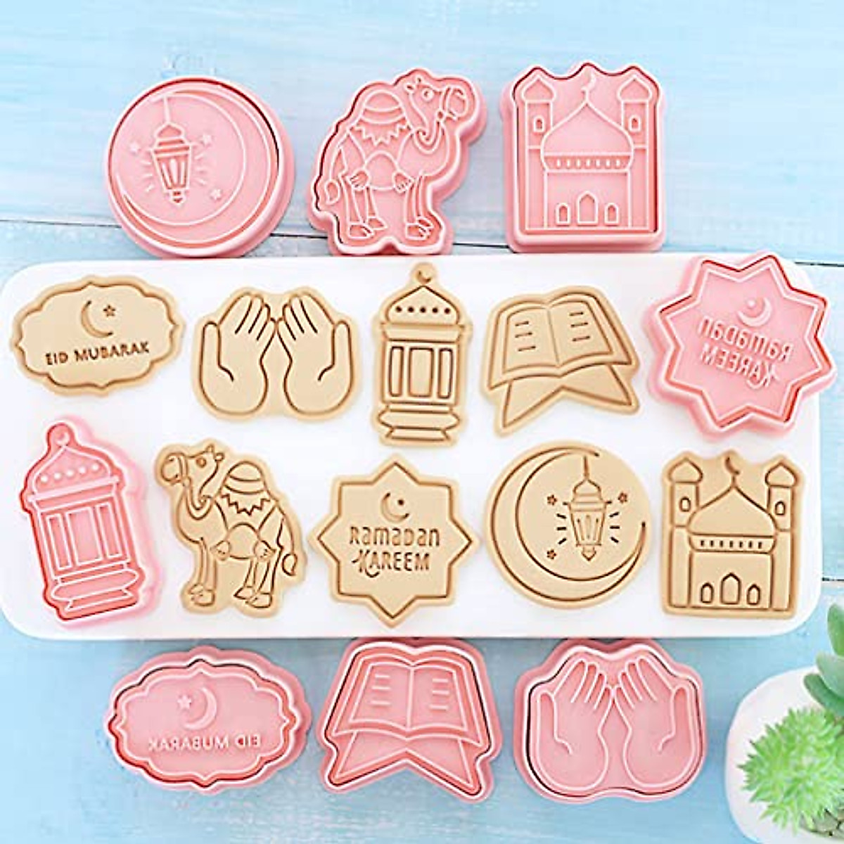 Wedding Cake Cookies Eid Mubarak Ramadan Cookie Molds: 8Pcs Cookie Cutters Islamic Muslim Biscuit Fondant Cake Chocolate Candy Silicone Ramadan Decorations