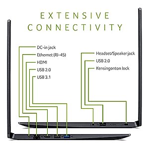 Acer Aspire 1 A115-31-C2Y3, 15.6" Full HD Display, Intel Celeron N4020, 4GB DDR4, 64GB eMMC, 802.11ac Wi-Fi 5, Up to 10-Hours of Battery Life, Microsoft 365 Personal, Windows 10 in S mode, Black