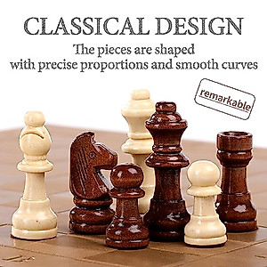 12" Leather Magnetic Chess Sets - Chess & Checkers Board Game, suwam Portable Travel Chess Board Games, Beginner Large Chess Set for Kids and Adults