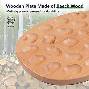 24-Hole Egg-Shaped Deviled Egg Platter, Reversible Wooden Egg Tray,Grilled Cheese Serving Holder, Birthday Celebration, Easter, Thanksgiving