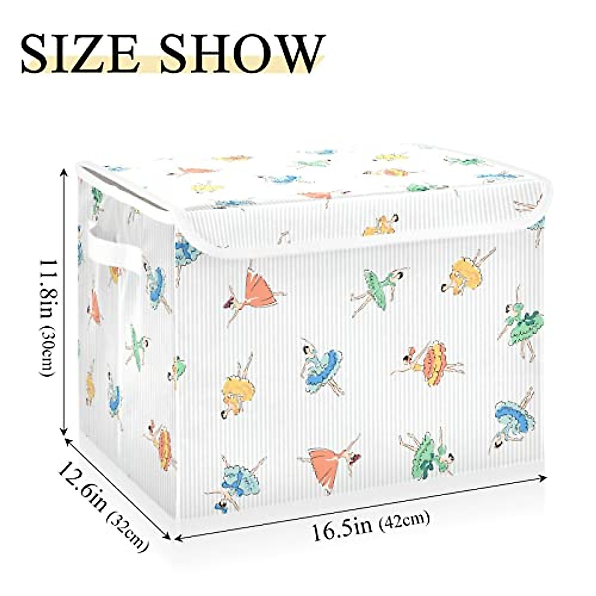 DOMIKING Ballerina Girl Toy Storage Trunk with Lid Collapsible Storage Box Organizer with Handles for Clothes Toy Gift Storage