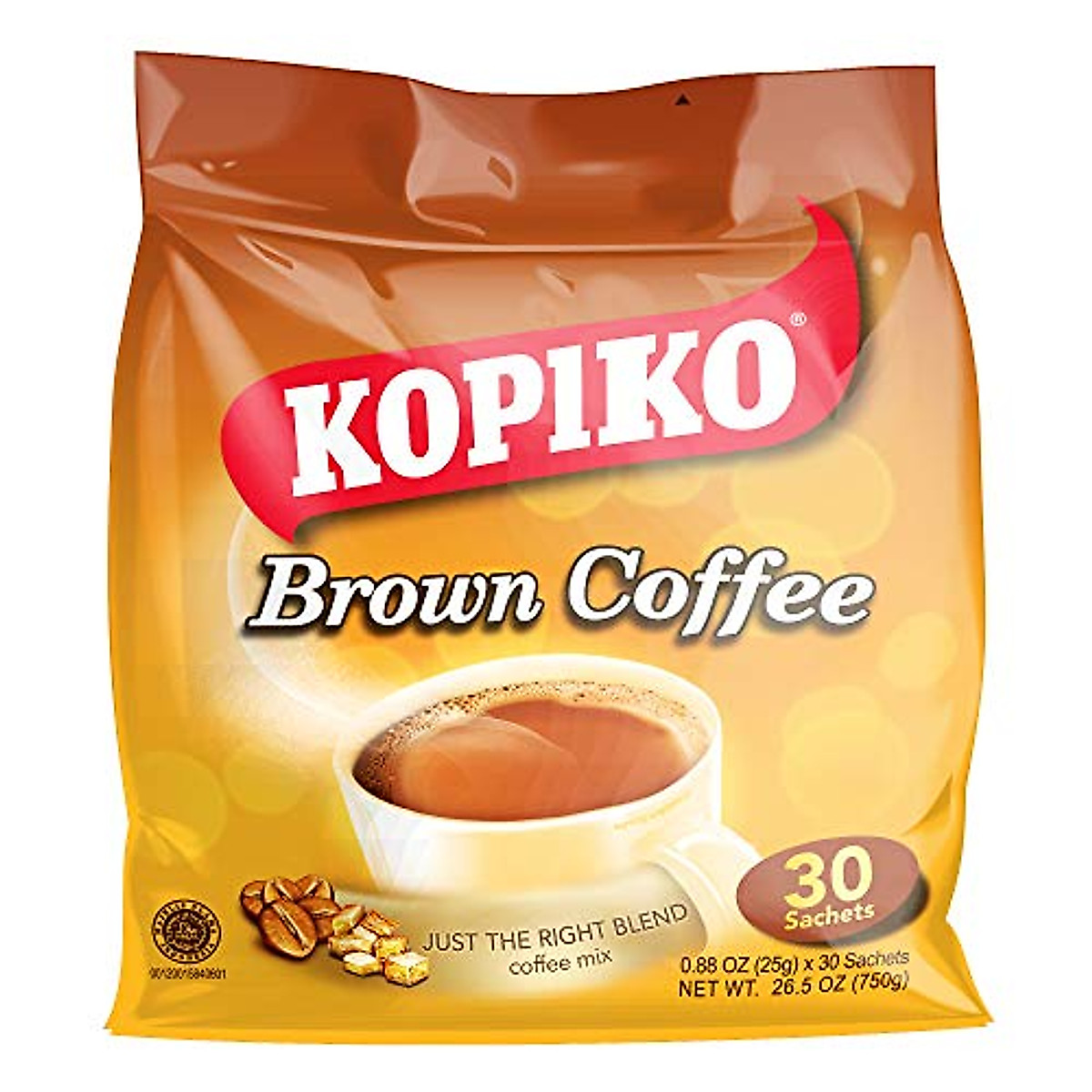 Kopiko Instant 3 In 1 Brown Coffee 0.88 Ounce (Pack of 30) Instand coffee Brown