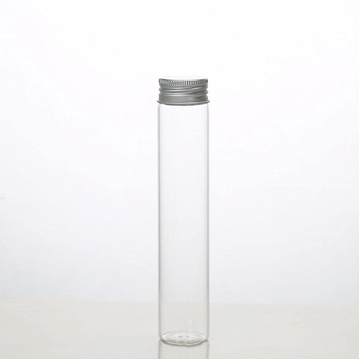 Cabilock 10pcs Clear Flat Glass Test Tubes with Screw Caps Large Test Tubes Containers for Bath Salt Candy Storage 80ml