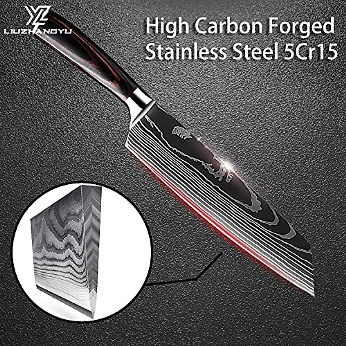 Kitchen Chef Knife Sets, 3.5-8 Inch Set Boxed Knives 5Cr15mov Stainless Steel Ultra Sharp Japanese Knives with Sheaths, 10 Pieces Knife Sets for Professional Chefs