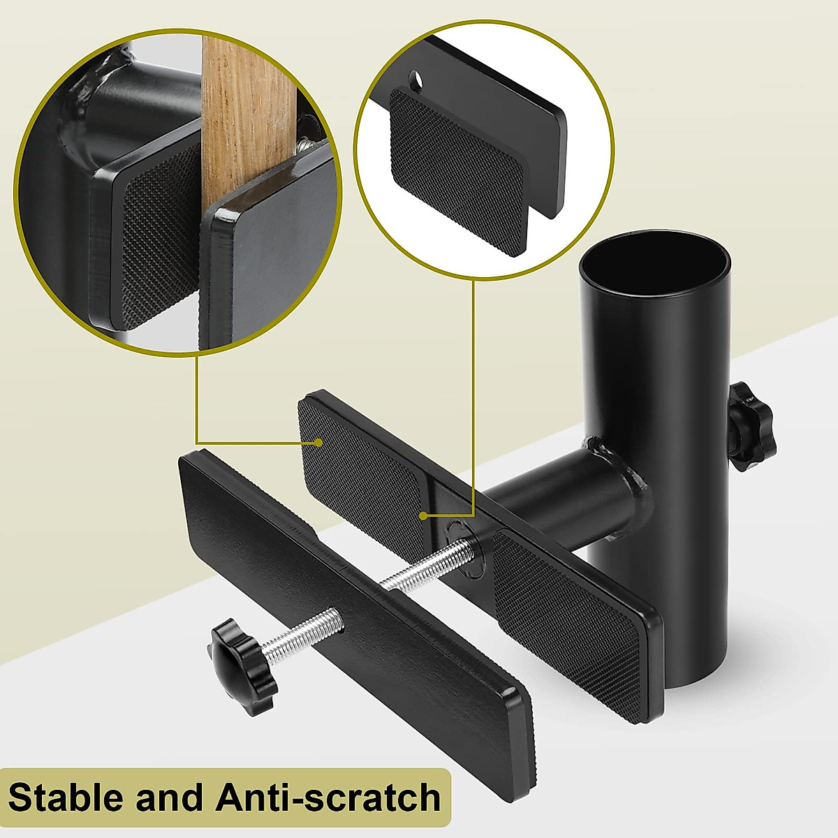 Magacyo Adjustable Patio Umbrella Holder - Outdoor Umbrella Base and Stand Metal Clamp for Fixed Deck Railing and Poles