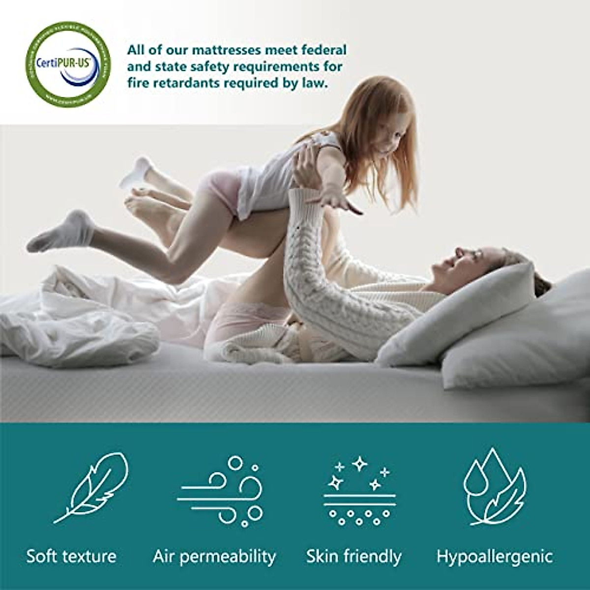 HOMES: Inside + Out Zinne Queen Mattress, 8 Inch Memory Foam Mattress Gel Mattress Twin for Cool Sleep Pressure Relief, Medium Firm King Mattress CertiPUR-US Certified/Bed-in-a-Box/Pressure Relieving