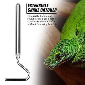 Fdit Snake Reptile Catcher Stainless Steel Extensible Telescoping Capture Hook