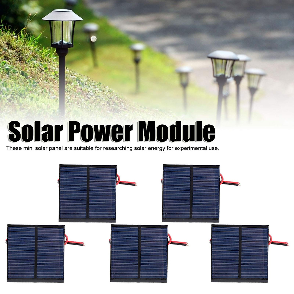 5Pcs DC 5.5V 0.6W Small Solar Module 65 x 65mm Solar Battery Panel with ...
