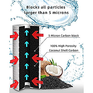 Fil-fresh 10" x 4.5" Whole House Water Filter 5 Micron Activated Carbon Water Filter Cartridge Replacement Compatible with DuPont WFHDC8001, Pelican CB-BB-10, EPM, EP-BB, 2 Pack