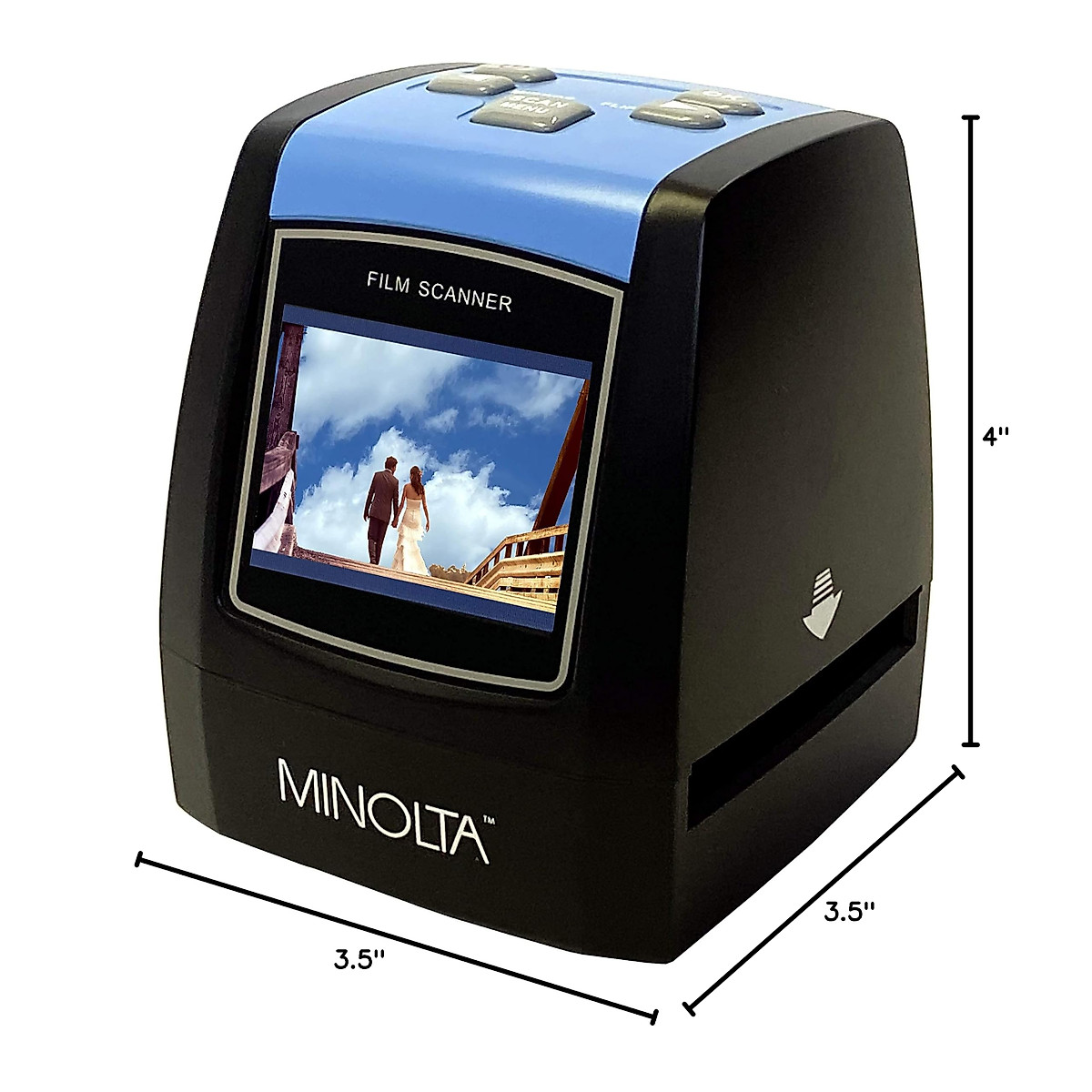 MINOLTA Film & Slide Scanner, Convert Color & B&W 35mm, 126, 110 Negative & Slides, Super 8 Films to 22MP JPEG Digital Photos, 16GB SD Card, Worldwide (Black)