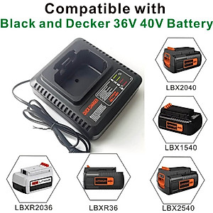 ANOITD 40V MAX Battery Fast Charger LCS40 Compatible with Black & Decker 36V 40V Max Lithium Battery LBX1540 LBX2540 LBX2040 LBXR2036 LBXR36 LBX2240 LBX36 LSW36 LST136 LHT2436