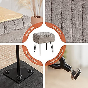 Soohow Storage Ottoman Foot Rest, Faux Fur Makeup Vanity Stool, Vanity Chair for Makeup Room, Foot Stool for Living Room, Bedroom,Metal Legs