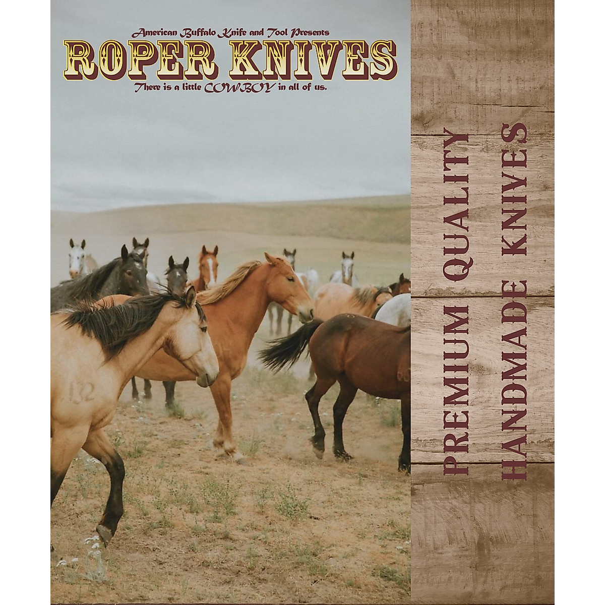 Roper Knives Laredo Series Tapper Folding Pocket Knife – (2) 1065 Carbon Blades in 1 Knife with a Stag Wooden Handle