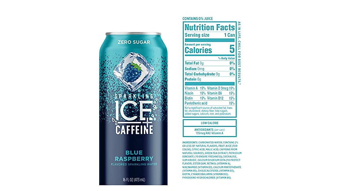 Sparkling Ice +Caffeine Blue Raspberry - Zero Sugar & Low Calorie