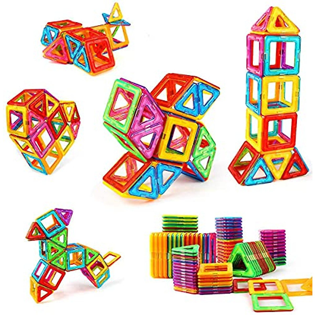 Magnetic Building Blocks Educational Toys Tiles Set for Boys & Girls Magnet Stacking Block Sets for Kid's Basic Skills Learning & Development Toys-Excellent Children's Gifts（YZ-069）