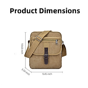 Vintage Multi-function Canvas Small Messenger Bag Casual Crossbody Shoulder Bag Chest Bag Purse Satchel Handbag (Khaki)