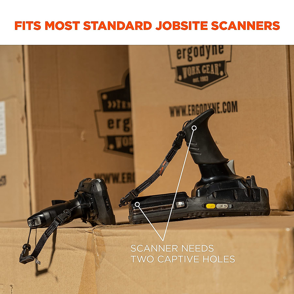 Ergodyne Squids 3136 Barcode Scanner Adaptor Straps, Carrying Strap for Bar Code Scanners, 10- Pack, Black