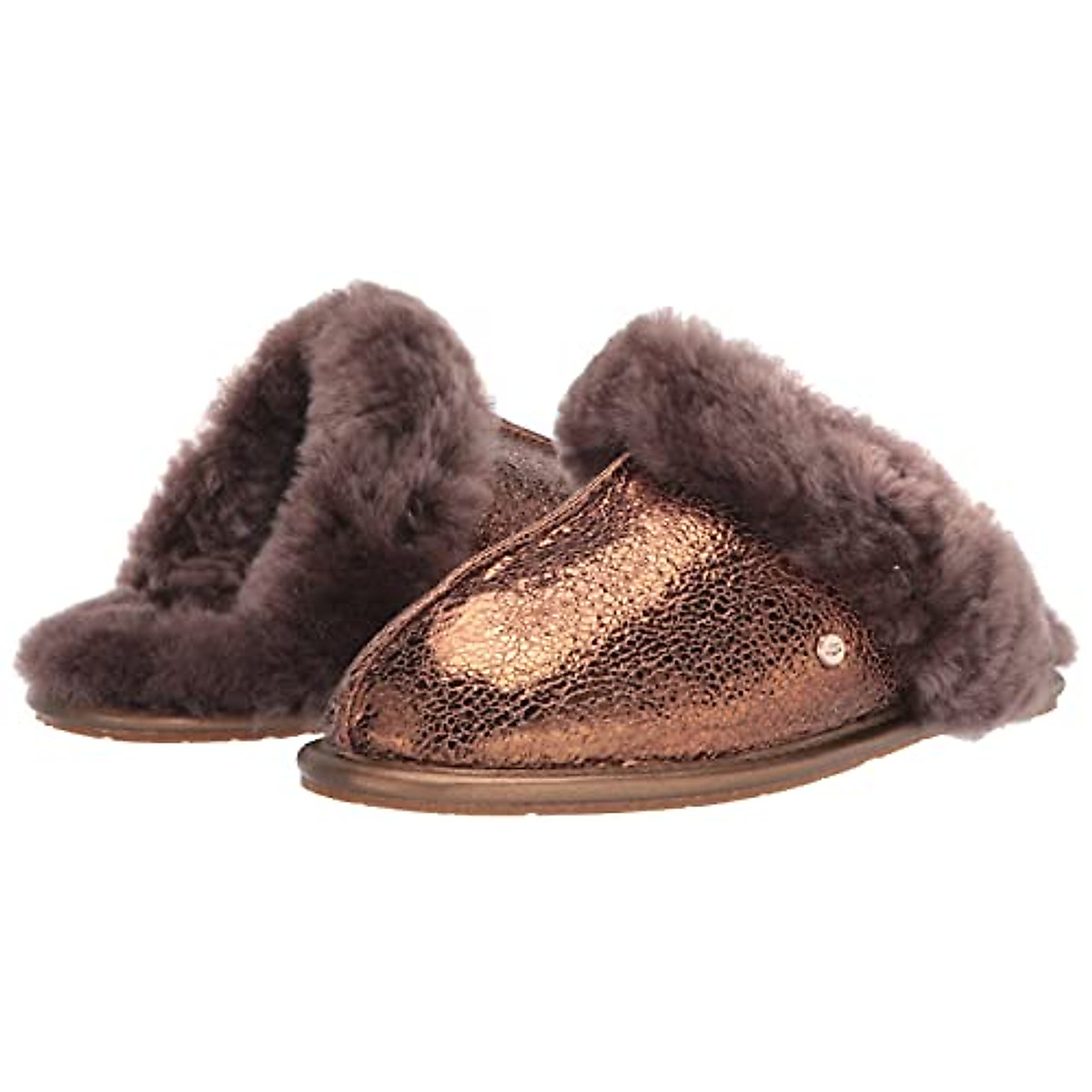 UGG Women's Scuffette II Metallic Sparkle Slipper, Bronze, 6
