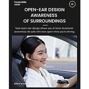 Bone Conduction Headphones with Mic Open Ear Headphones Wireless Bluetooth Ear Bone Head Phones Earphones with Microphone Waterproof Headset for Office, Work, Running, Driving, Sports, Truck Drivers
