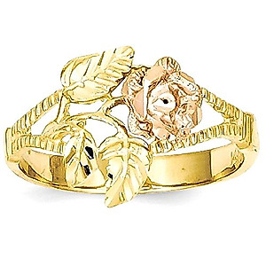IceCarats 14K Two Tone Gold Rose Flower Ring Size 6