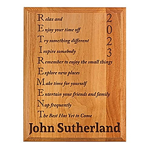 Personalized Retirement Plaque 2023 Custom Name Acrostic Poem Retirement Gifts Women Men Retirement Party 7x9 Oak Wood Custom Engraved Plaque Wood