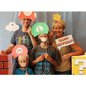 PARTVON 6 Pieces Video Game Question Boxes 11.8 x 11.8 Inch Question Box Party Decorations Video Game Party Favor Props Brick Comic Theme Party Decorations Supplies