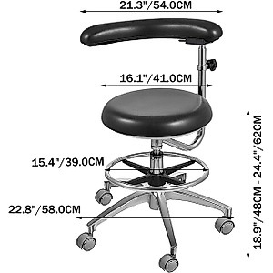 Dental Assistant Chair Hospital Nurse Stool Seat Height Adjustable PU Leather Black