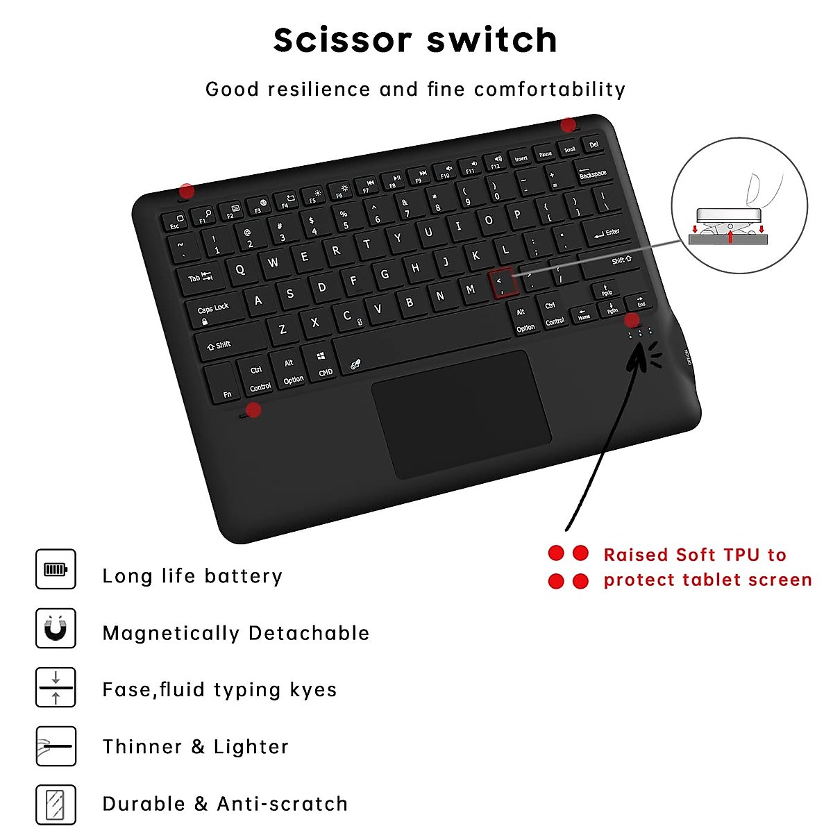 DOMEUN iPad Pro 12.9 inch 2022 Case with Keyboard - Touchpad Keyboard for 12.9-inch iPad Pro - 6th Generation, 5th/4th/3rd Generation - Wireless Detachable - with Pencil Holder for 2022 iPad Pro 12.9