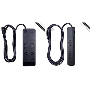 GE UltraPro 8-Outlet Surge Protector (37055) and GE Pro 6-Outlet Surge Protector (37052) Bundle