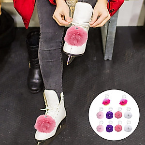 LUOZZY 10 Pieces /5 Pairs Roller Skate Pom Poms with Bells Fluffy Tie-on Roller Skate Pom Poms with Jingle Bells Fuzzy Faux Pom Poms Roller Skate Accessories for Women
