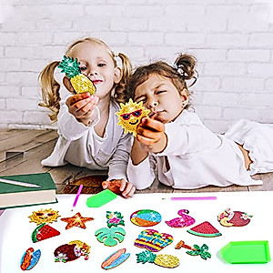 BABORUI 12Pcs Hawaii Diamond Painting Magnets, Beach Fridge Magnet Diamond Painting Kits for Adults Kids Toddlers, Small Magnets Diamond Art Kits for Crafts Home Decor