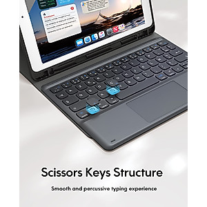 CHESONA for iPad Keyboard 9th Generation 10.2 inch, Detachable Wireless with Trackpad, Pencil Holder, Flip Stand Keyboard Case for iPad 9th/8th/7th Gen 10.2”