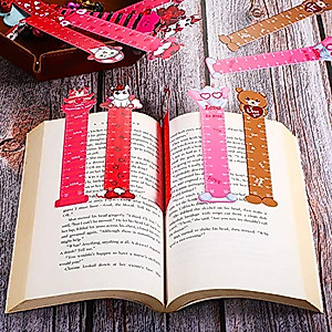 50 Valentine’s Day Bookmark Ruler for Happy Valentine Day Teacher Prizes Classroom Students 10 Styles Holiday Giveaway Goodie Gift, Classroom Rewards, Heart Valentine Party Favor