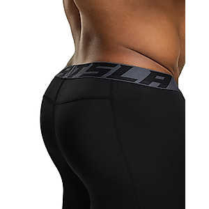 TSLA Men's Thermal Compression Pants, Athletic Sports Leggings & Running Tights, Wintergear Base Layer Bottoms, Heatlock Jet Black, Large