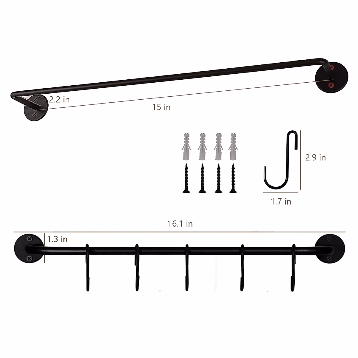 RETOONGKING Coffee Mug Holder Wall Mounted,1PC Coffee Cup Holder Coffee Mug Rack for Wall Black Metal Rod with 5 Removable Hooks,Organize Cooking Utensils or Mugs for Kitchen Restaurant Bar (1)