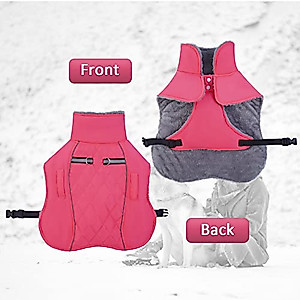 Lelepet Dog Winter Jacket, Reflective Dog Winter Coat with Adjustable Buckle & D-Ring Windproof Warm Dog Padded Coat for Cold Weather Fleece Turtleneck Dog Vest Pet Apparel for Small Medium Large Dogs
