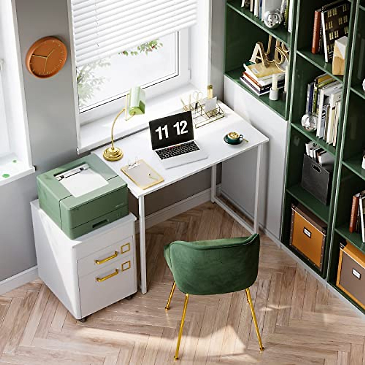 Coleshome 32 Inch Computer Desk, Modern Simple Style Desk for Home Office, Study Student Writing Desk, White