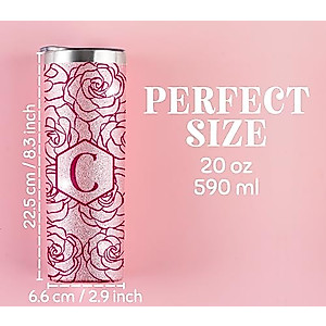 Onebttl Monogrammed Gifts for Women, Personalized Travel Mugs, Unique Coffee Tumbler with Initials for Her on Birthdays Christmas, Rose Gold, D