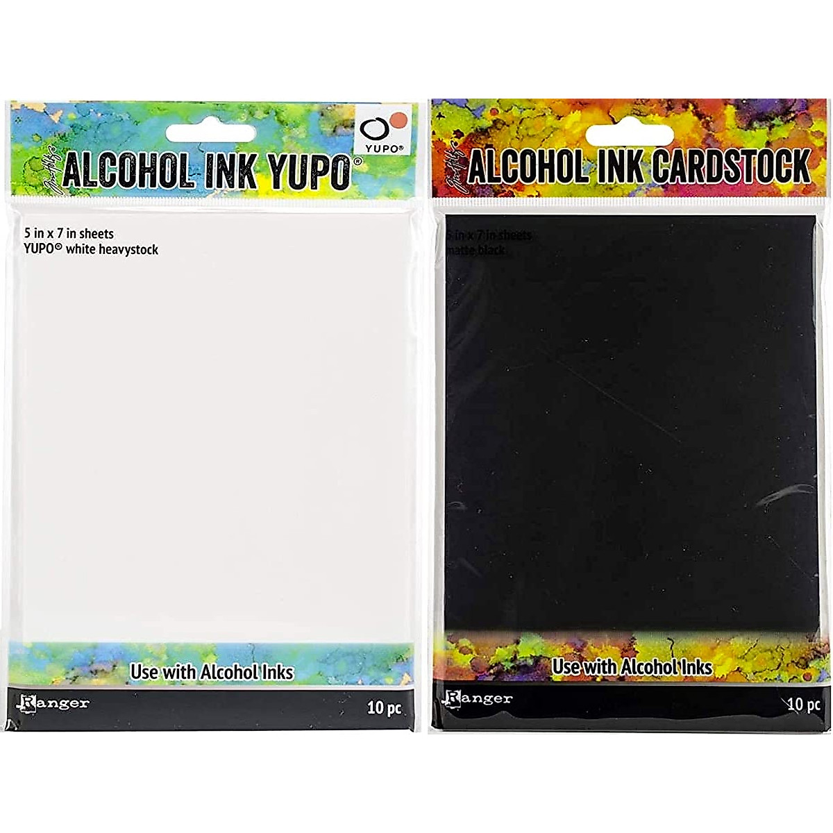 Tim Holtz Alcohol Ink Surfaces - Yupo White Heavystock & Black Matte Cardstock