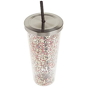 Spoontiques - Glitter Filled Acrylic Tumbler - Glitter Cup with Straw - 20 oz - Stainless Steel Locking Lid with Straw - Double Wall Insulated - BPA Free - Elvis Presley
