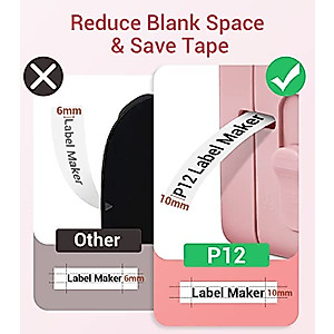 Phomemo Label Makers - Label Maker Machine with Tape P12, Bluetooth Label Maker for Home Organization, Mini Label Printer with Tape 12mm x 4m, Sticker Maker Support Color Printing and Font, with Label