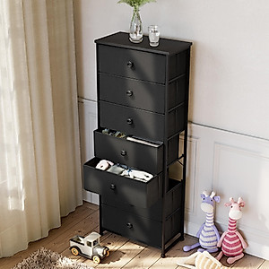Products Tall Dresser, 7-Drawer Fabirc Storage Tower, Chests of Drawers - Vertical Organizer Unit for Bedroom, Hallway, Nursery, Closets - Steel Frame, Wood Top & Handles, Black