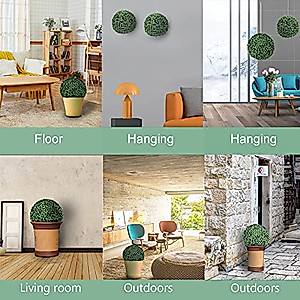 THE BLOOM TIMES Boxwood Balls, Set of 2 Round 15.7 Inch Artificial Plant Topiary Ball Faux Decorative Ball Outdoor UV Protected 4 Layers for Front Porch, Patio, Planter, Garden, Indoor Home Decor