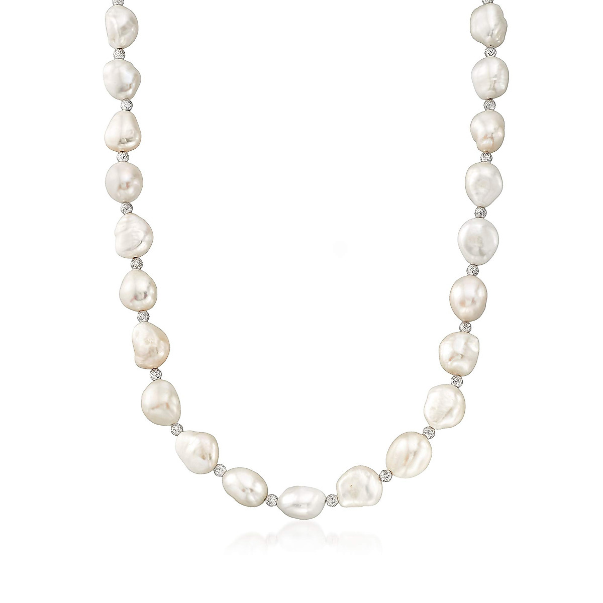 Ross-Simons 11-12mm Cultured Baroque Pearl and Sterling Silver Jewelry Set: Earrings, Bracelet and Necklace. 18 inches