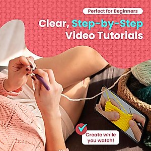ASPECTRA Crochet Kit for Beginners – Step by Step Video Tutorials, Beginner Crochet Kit for Kids & Adults, Create Crochet Animal Kit with Easy Patterns, Hooks & Yarn, Perfect Crochet Starter Kit