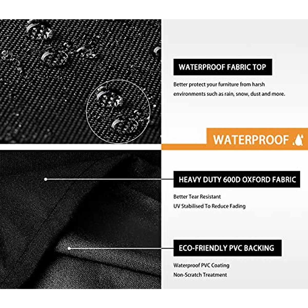 Dokon Square Patio Ottoman Cover with Air Vents, Waterproof, Anti-Fading, UV Resistant Heavy Duty 600D Oxford Fabric Patio Side Table Cover, Outdoor Furniture Cover (28"L x 28"W x 17"H) - Black