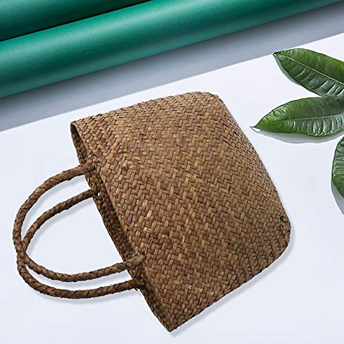 acrosser Casual Straw Bag Natural Wicker Tote Bags Women Braided Handbag For Garden Handmade Woven Rattan Bags Brown