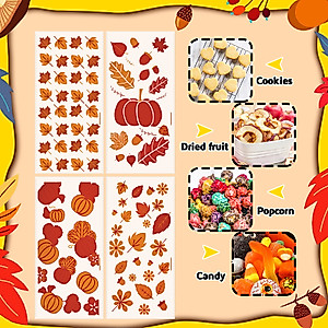 100 Pieces Valentines Cellophane Bags Plastic Clear Candy Pouch Valentines Prefilled Goody Bags 5 Styles Goodie Treat Bags 100 Pieces Golden Twist Tie for Party Favors, 5.1 x 10.6 Inch (Fall Style)