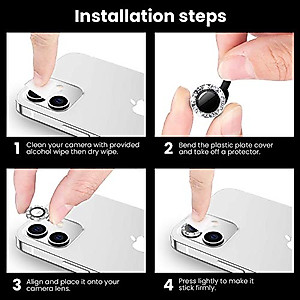 Tensea Compatible with iPhone 12 / iPhone 12 mini Camera Lens Protector, 9H Tempered Glass Camera Cover Screen Protector for iPhone12 mini 5.4 inch / iPhone12 6.1 inch 2020 (Diamond)